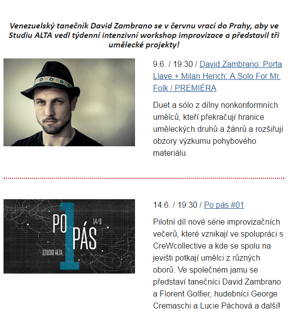 David Zambrano se vrací do Prahy – Taneční magazín